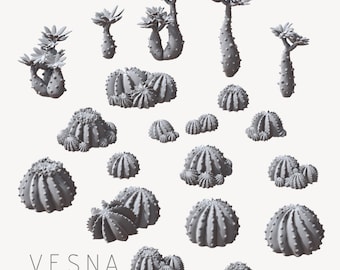 3D Printed Set Barrel Cactus Compatible With Warhammer 40K Sigmar Decor ...