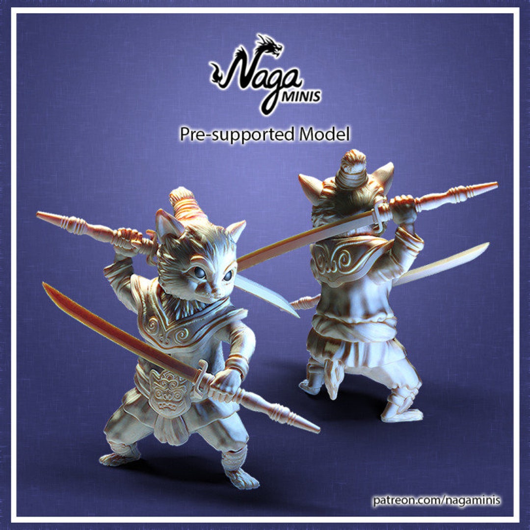 Cat Folk Arcane Trickster Combat Miniature Dnd Dungeons and Dragons Cat ...