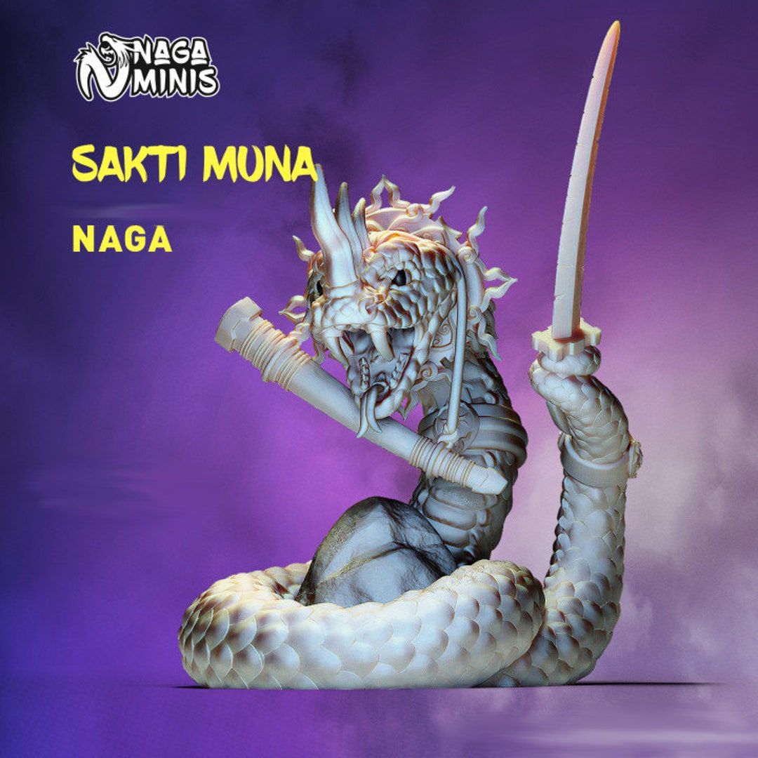 Sword Wielding Naga Dnd Dungeons and Dragons Snake Miniature Dnd ...
