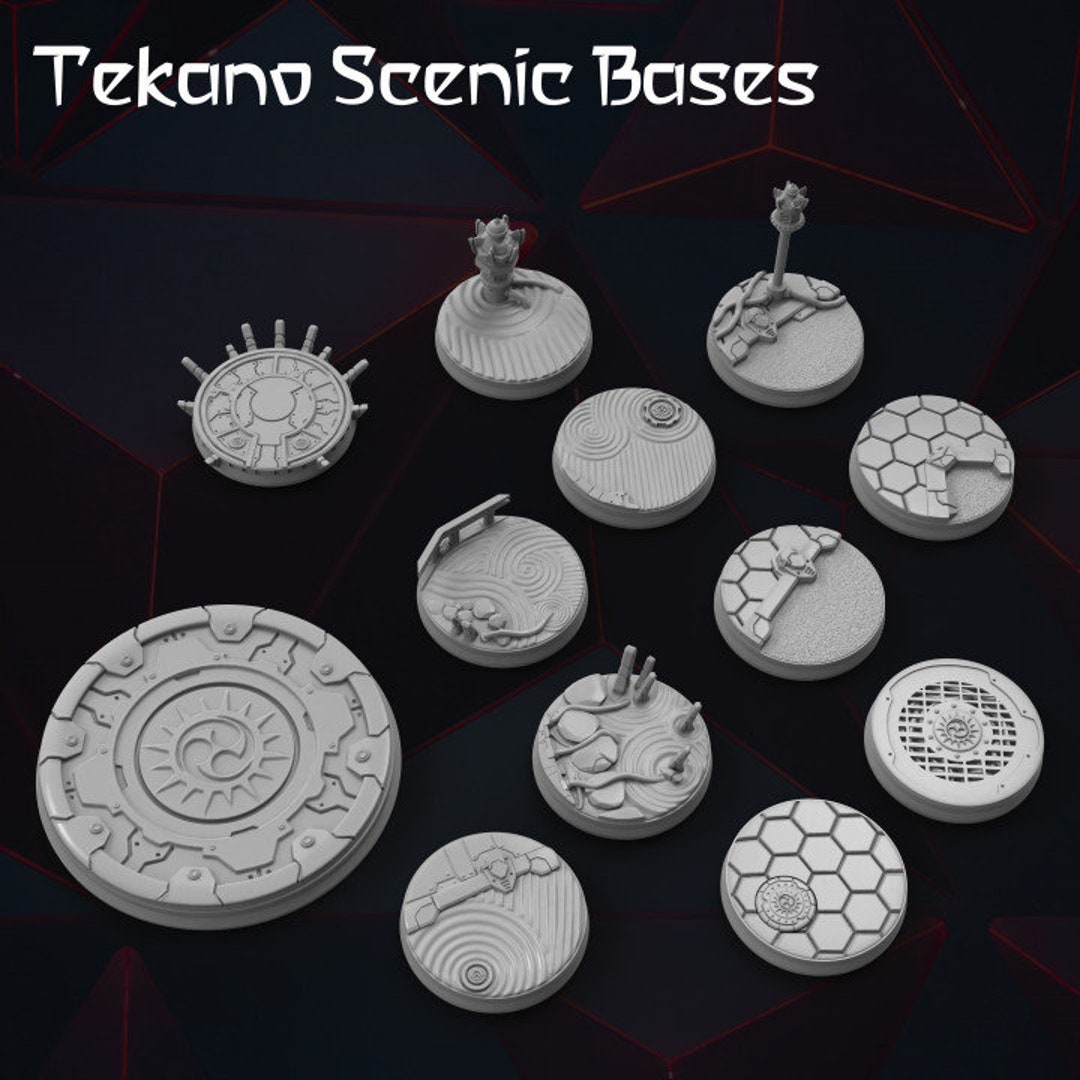 Scifi Round Bases for D&D Miniatures, 30mm and 40mm Dungeons and ...