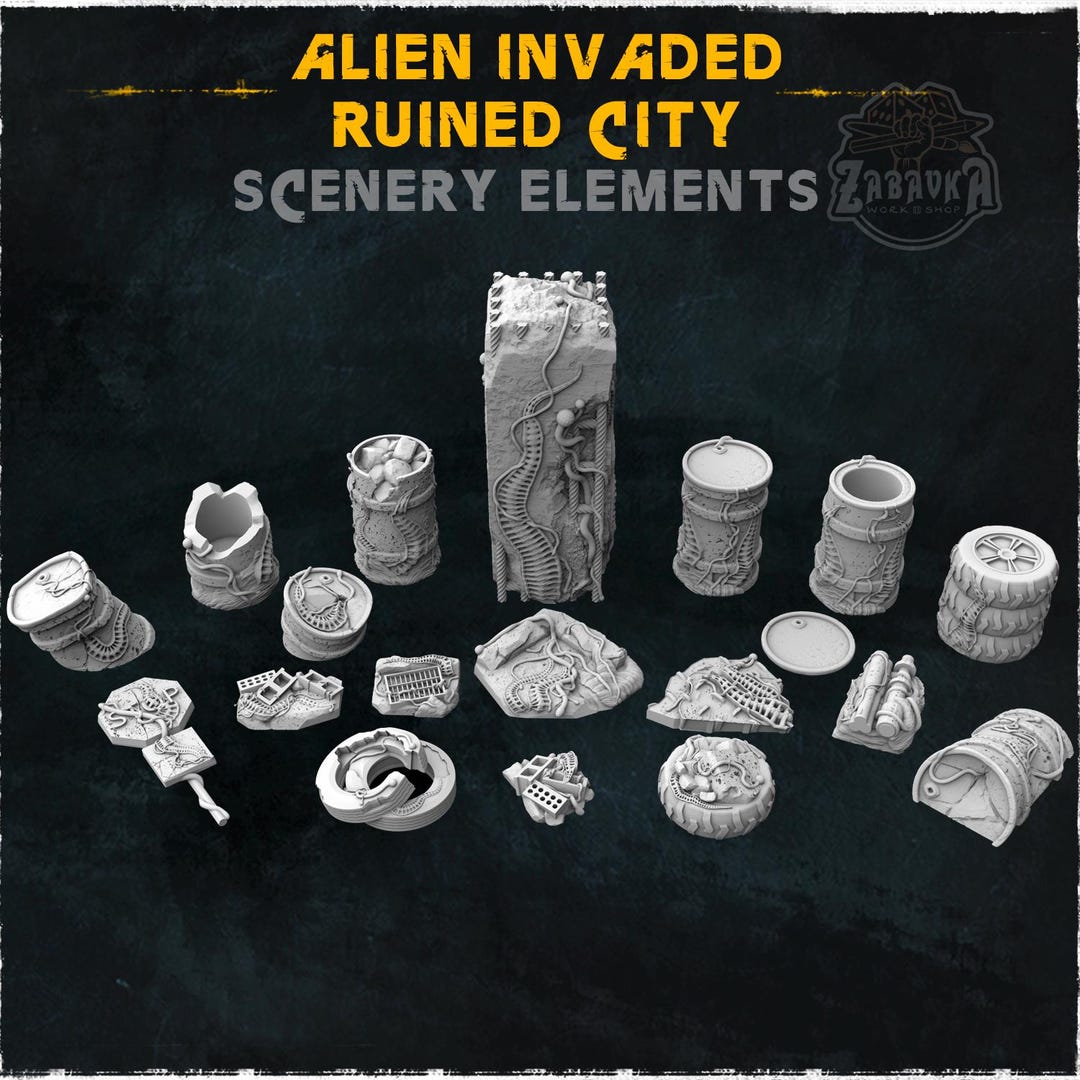 Alien Invaded Ruined City - Scenery Elements 28mm/32mm Dystopian City ...