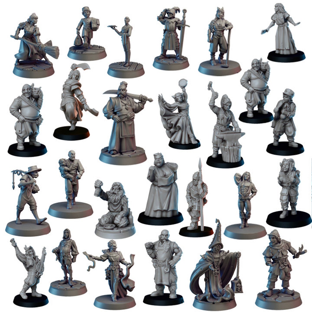 Dnd Starter Pack 26pc Townsfolk Miniature Set D&D Dnd - Etsy UK