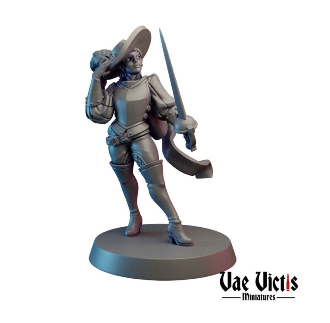 Armored Warrior Musketeer Miniature Dnd Dungeons and Dragons 28mm/32mm ...