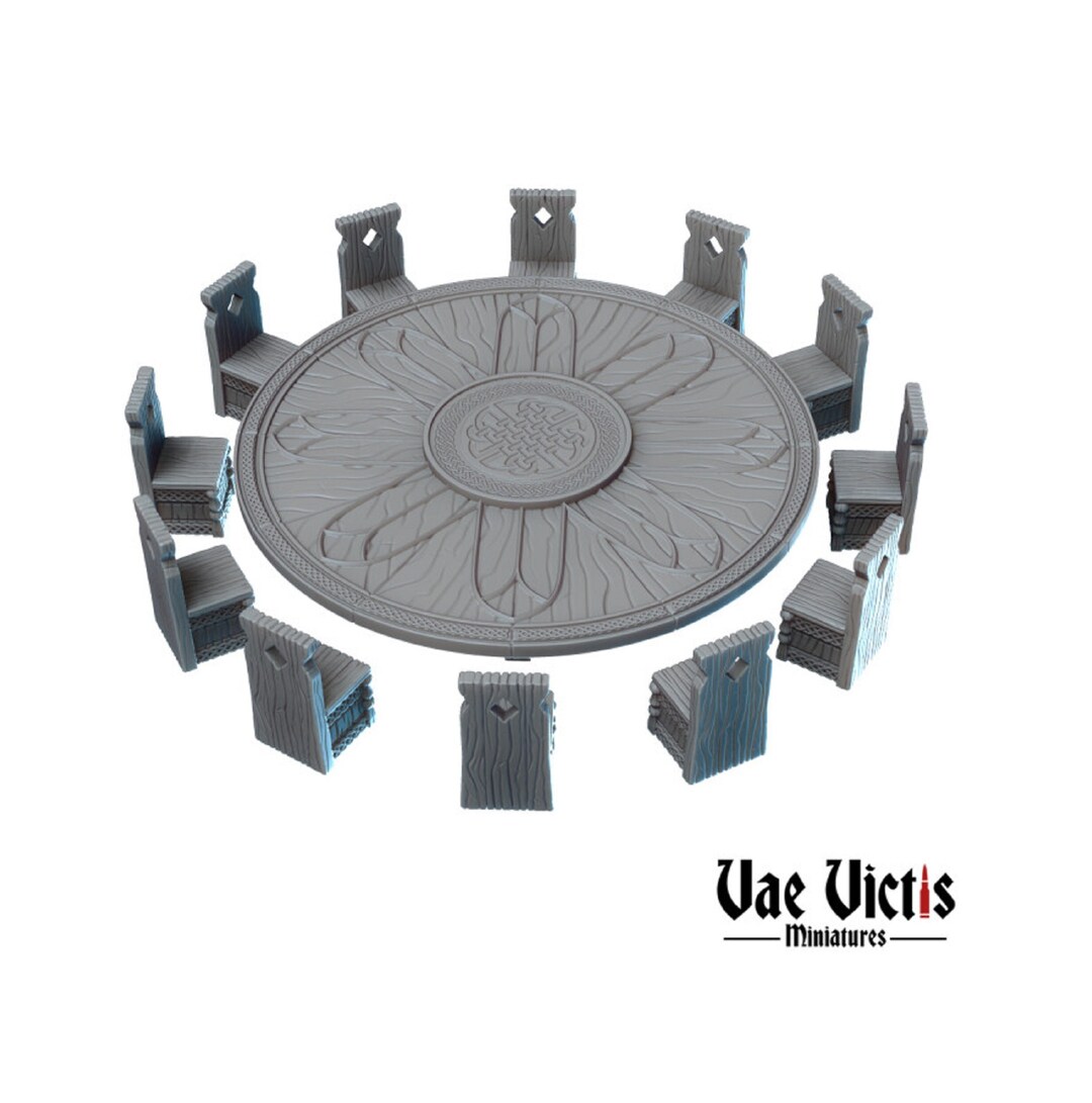 Round Table and Chairs Dnd Tavern Furniture Miniature Dungeons and ...