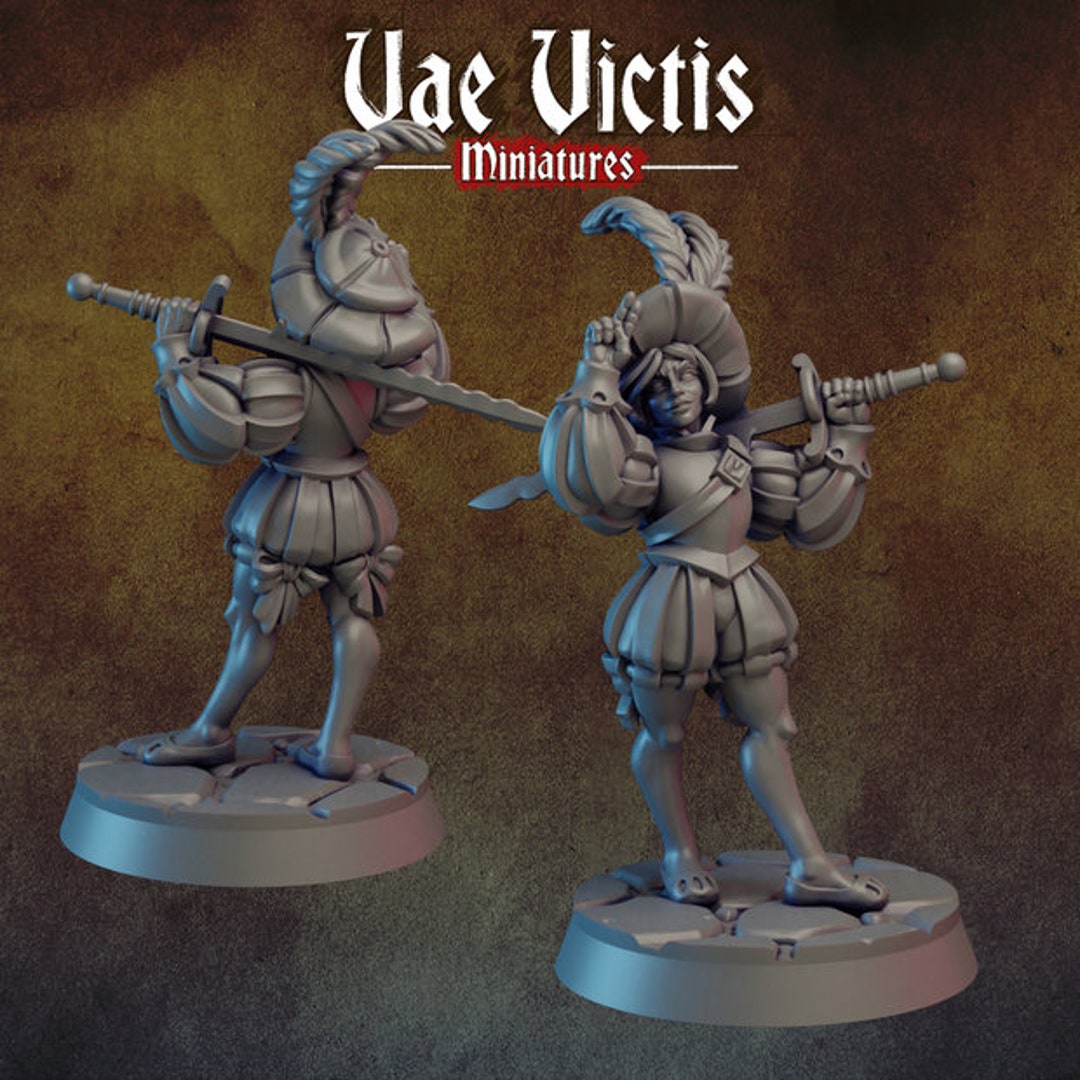Landsknecht Girl Dnd Mercenary Miniature 28mm 32mm Dungeons and Dragon ...