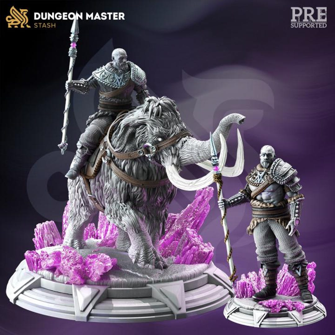 Goliath Mammoth Rider Miniature Dnd Dungeons and Dragons 28mm/32mm ...