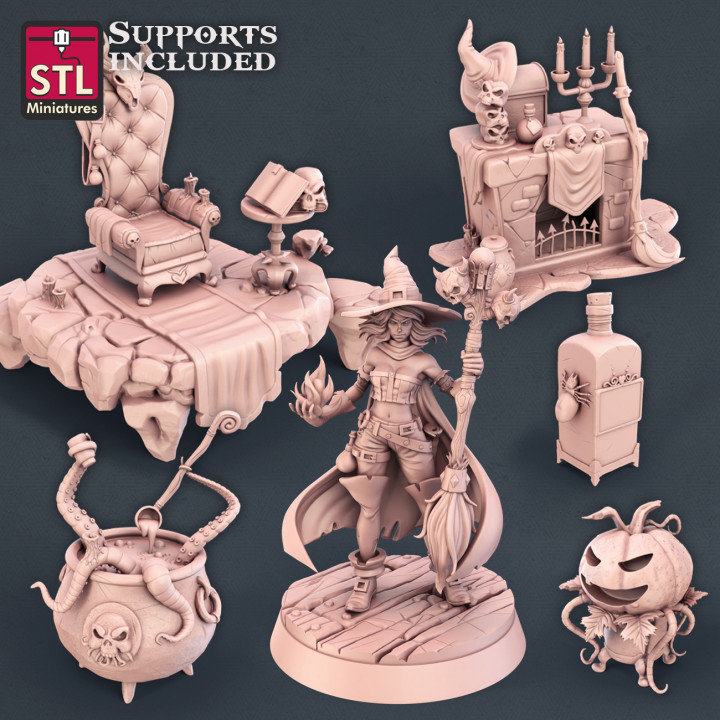 Witch Set, Halloween, Dnd, Dungeons and Dragons, Spooky Miniatures ...