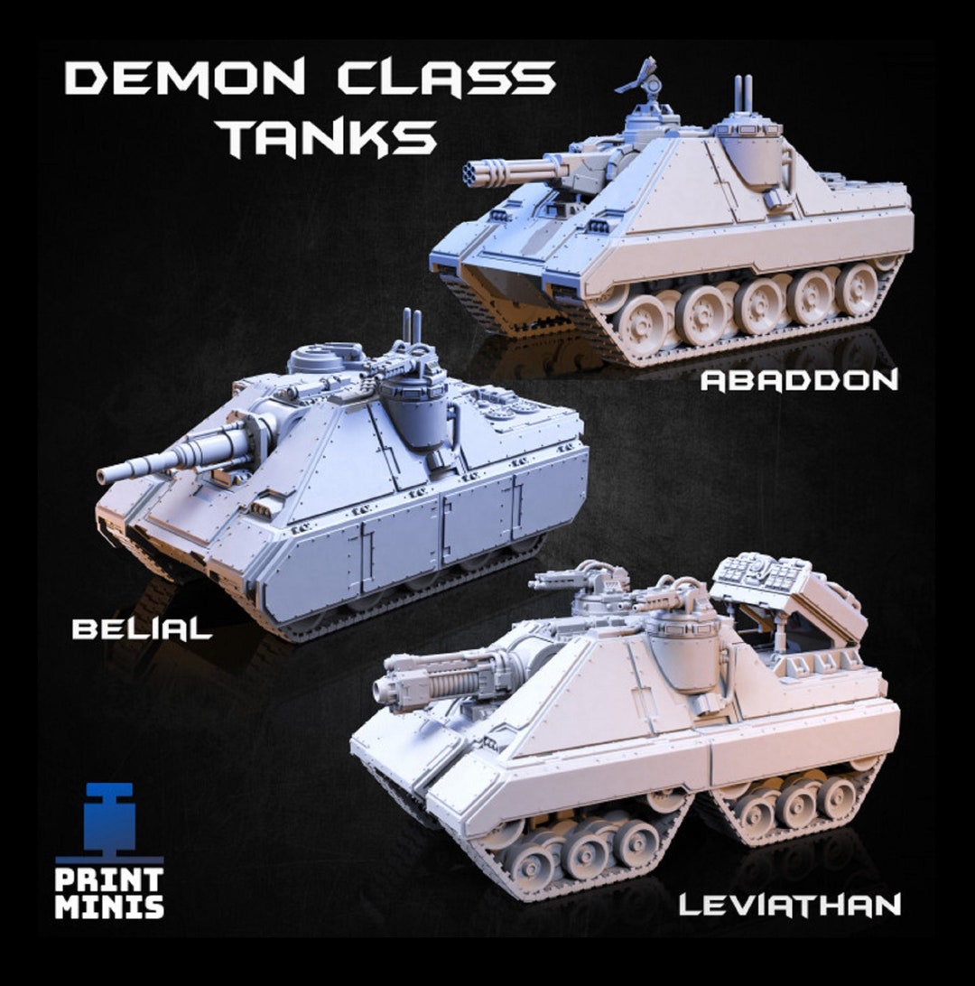 Demon Class Tanks Modular Kit, Scifi Miniatures, Wasteland Warfare ...