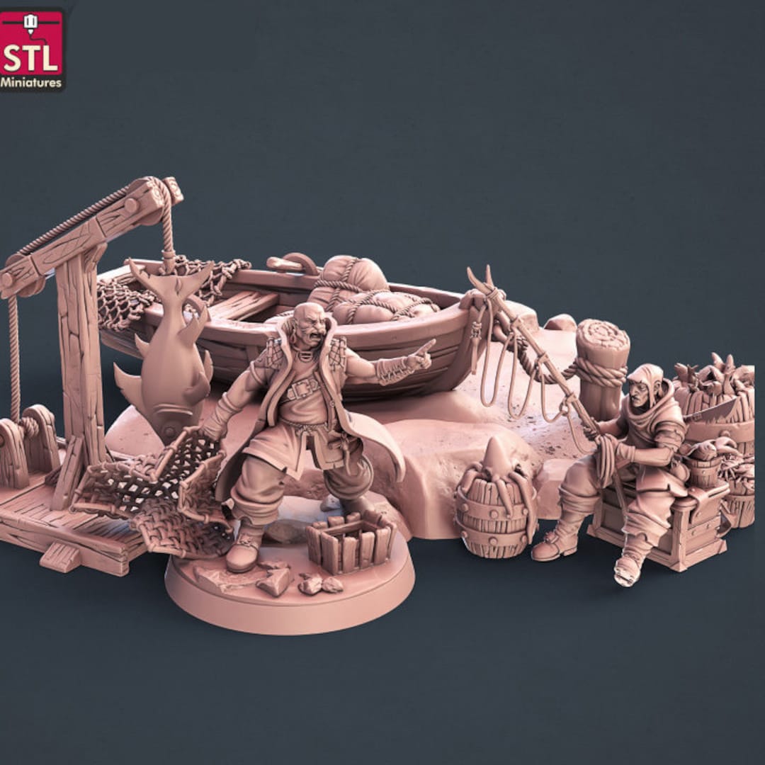 Fishermen Dnd Dungeons and Dragons 28mm/32mm Fish Vendor Scatter ...