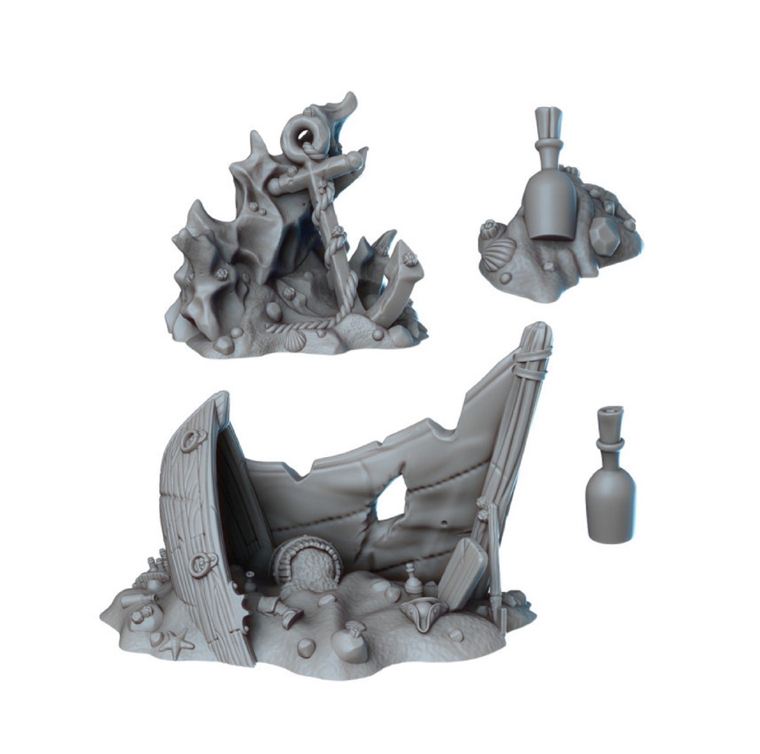 Ship Wreck Dnd Pirate Scatter Terrain 28mm/32mm Scale for TTRPG ...