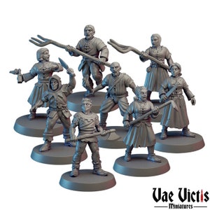 8pc Angry Villager Ruffians Dnd Dungeons and Dragons 28mm/32mm Dnd Mob ...