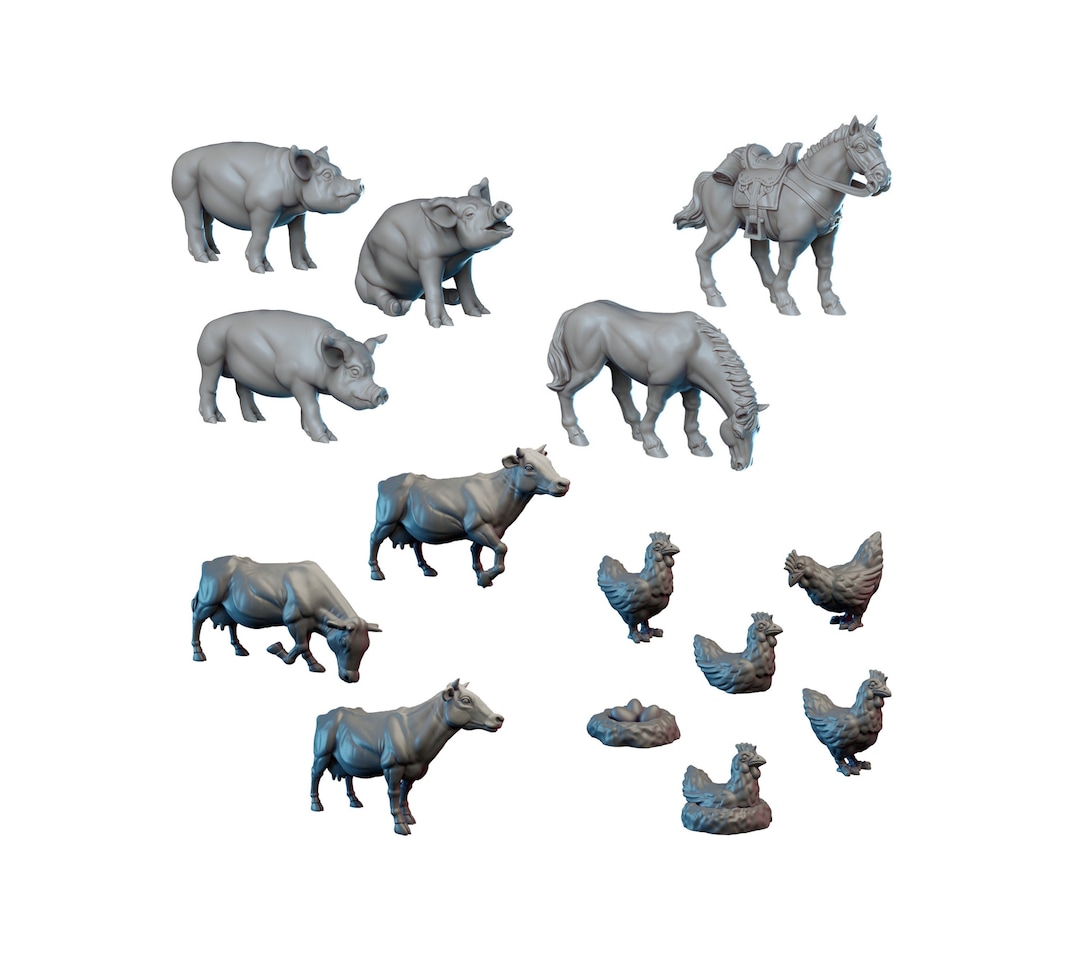 Dnd Farm Animals Dungeons and Dragons D&D 28mm 32mm Pigs Miniatures ...