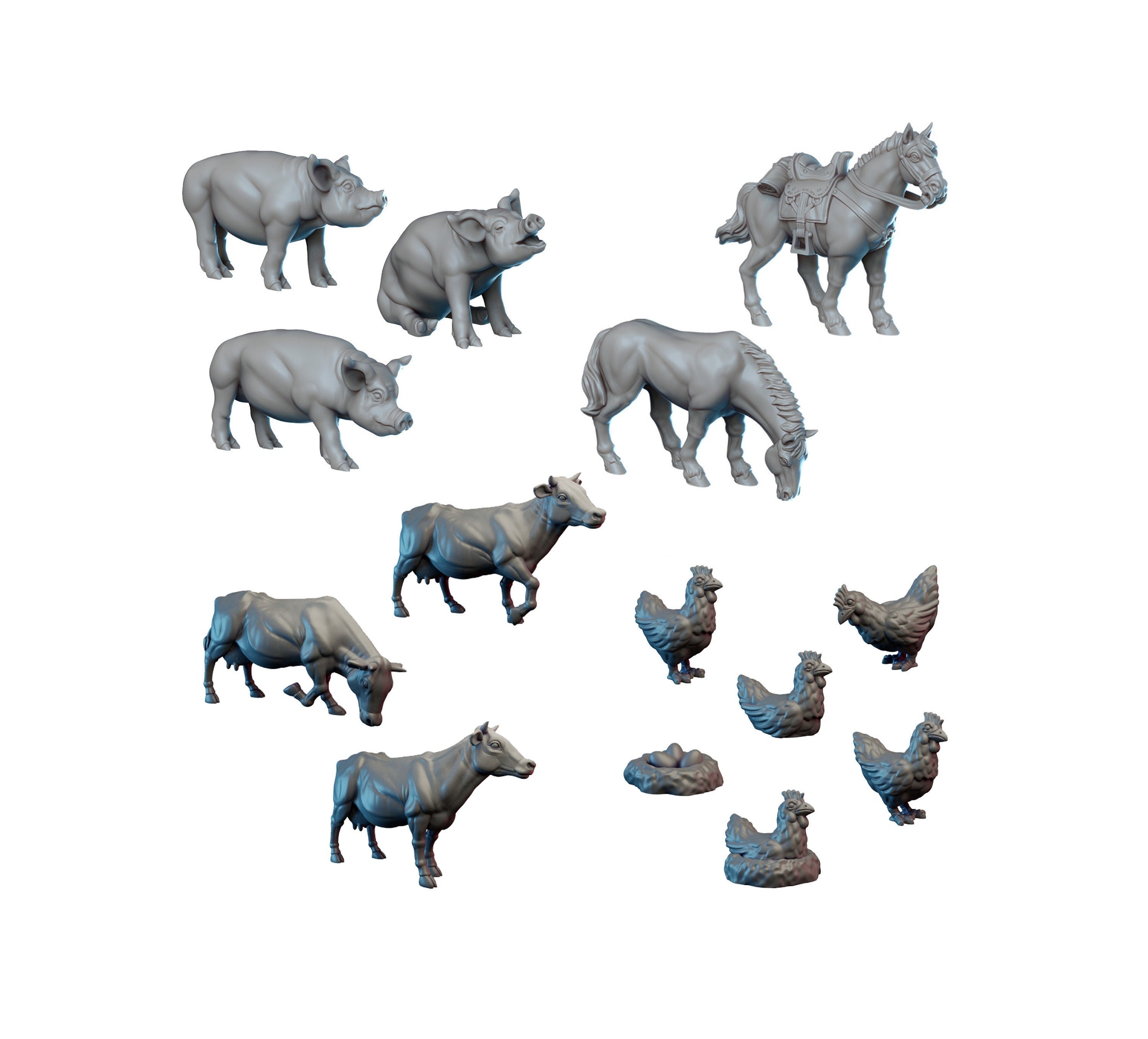 Dnd Farm Animals Dungeons and Dragons D&D 28mm 32mm Pigs Miniatures ...