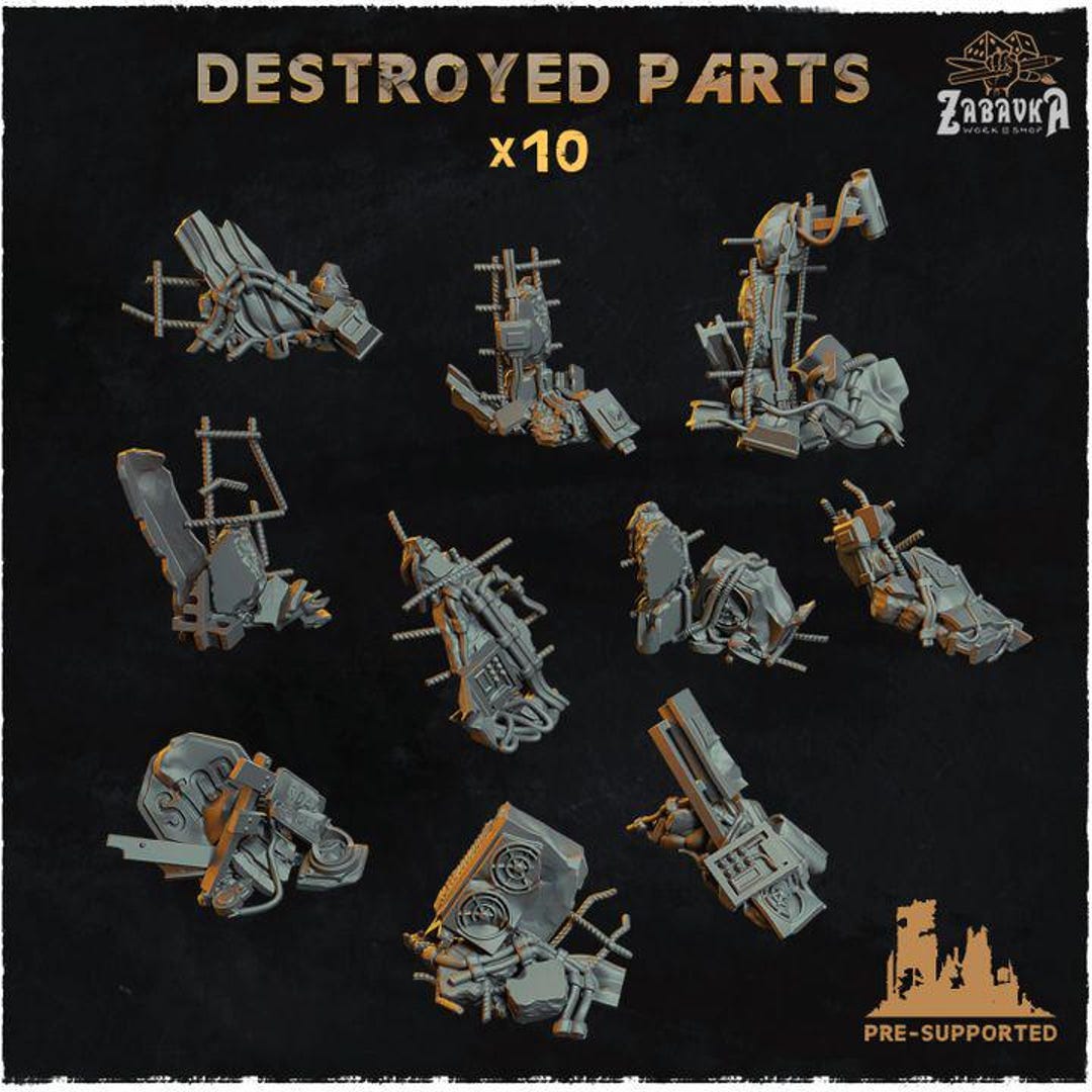 10pc Destroyed Parts (basing Bits 2.0) 28mm/32mm Destroyed Urban ...