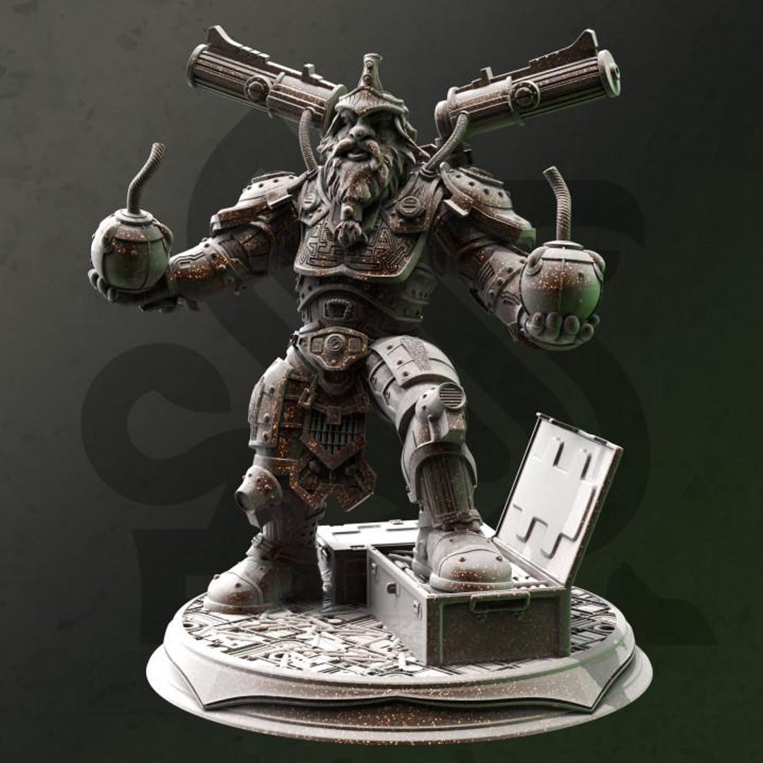 Dwarven Grenadier - Duktuk | 28mm/32mm/38mm TTRPG Dark Fantasy ...