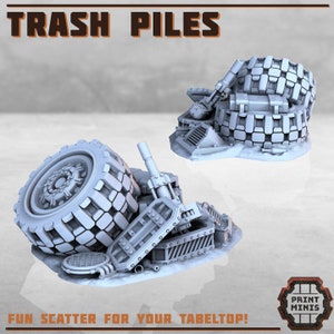 6pc Trash Piles Wasteland Miniatures 28mm 32mm Dnd Terrain Industrial ...