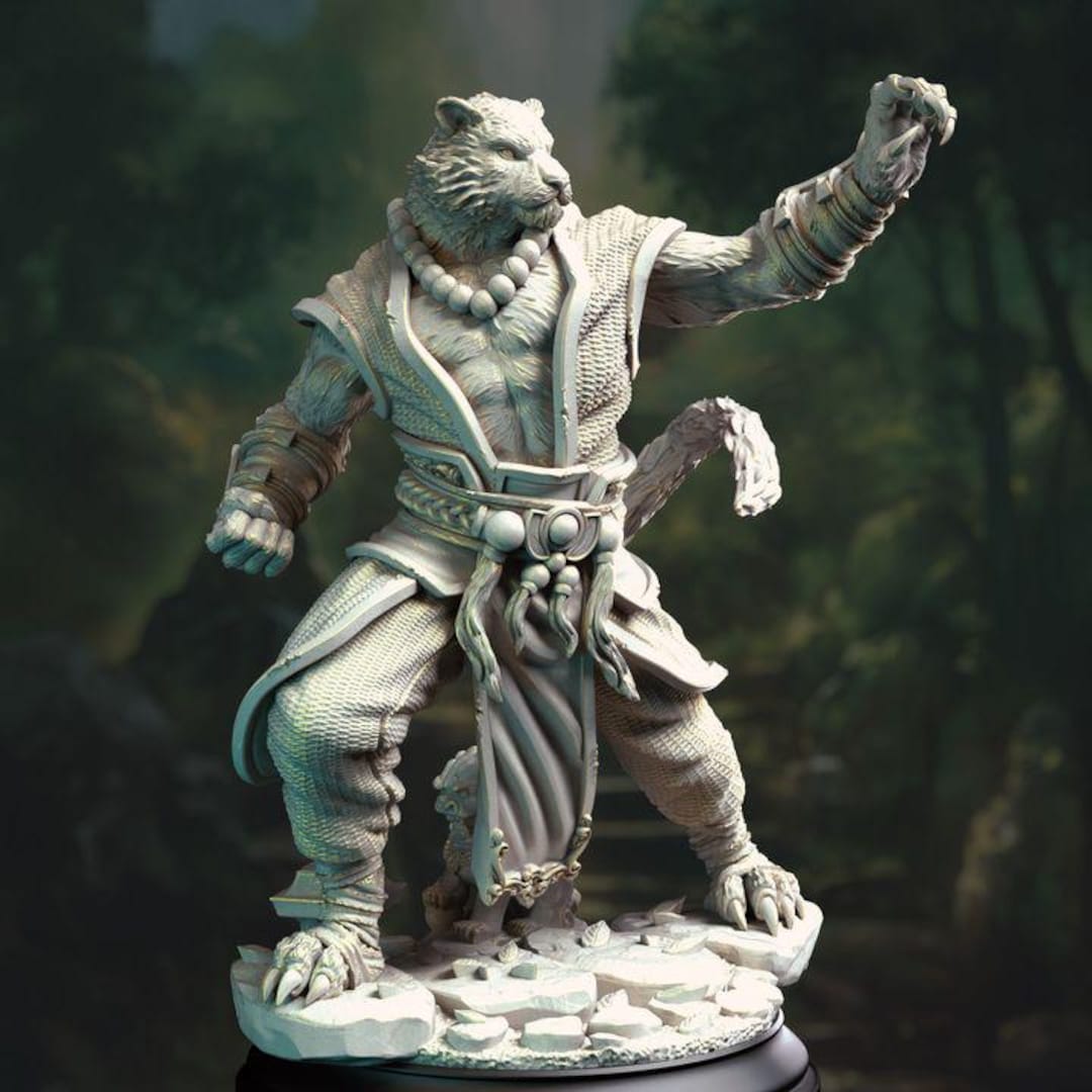 Tabaxi Tiger Monk Miniature Dungeons and Dragons Fantasy Cat Beast Mini ...