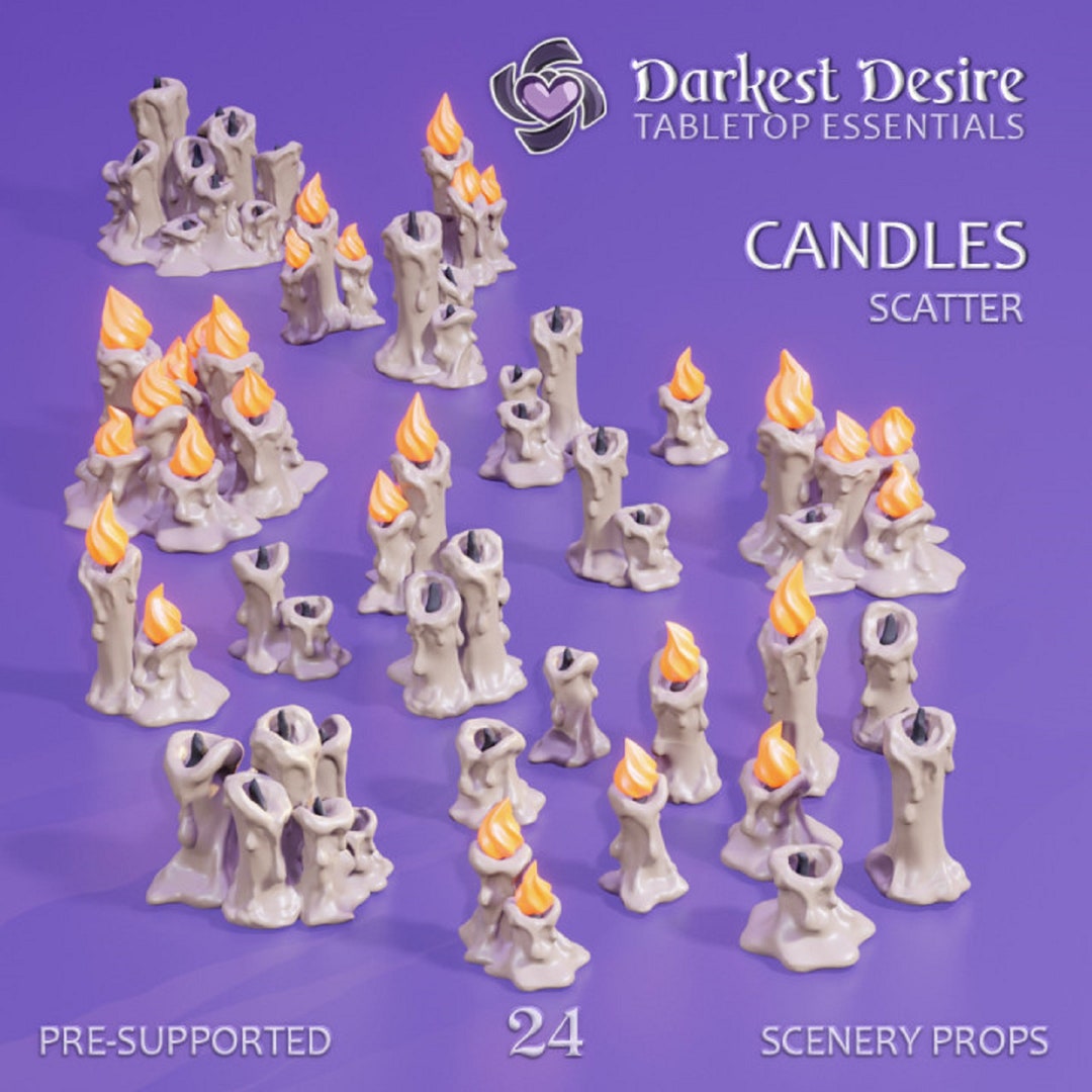24pc Miniature Candles Dnd Dungeons and Dragons 28mm/32mm TTRPG Wargame ...