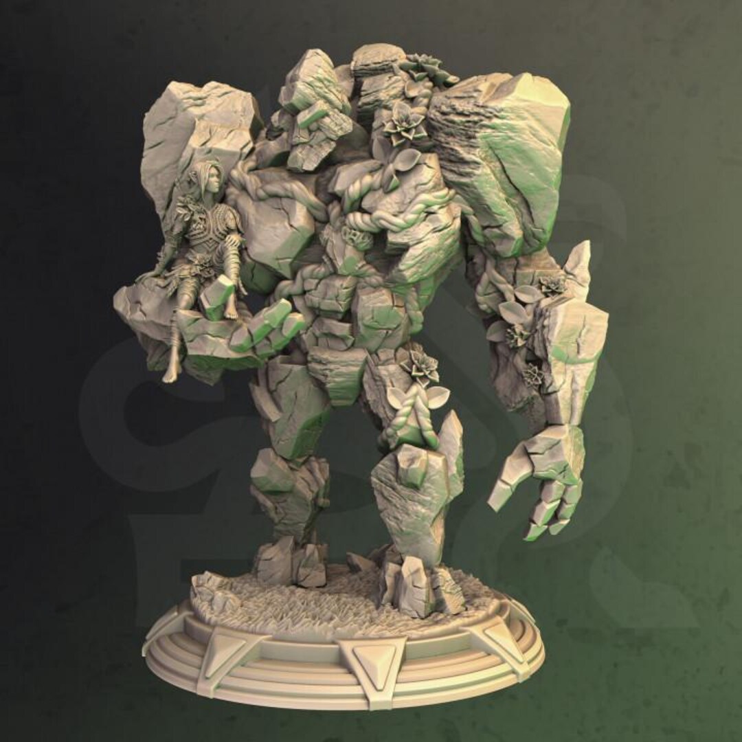 Elven Druid and Rock Golem Miniature Dungeons and Dragons 28mm/32mm RPG ...