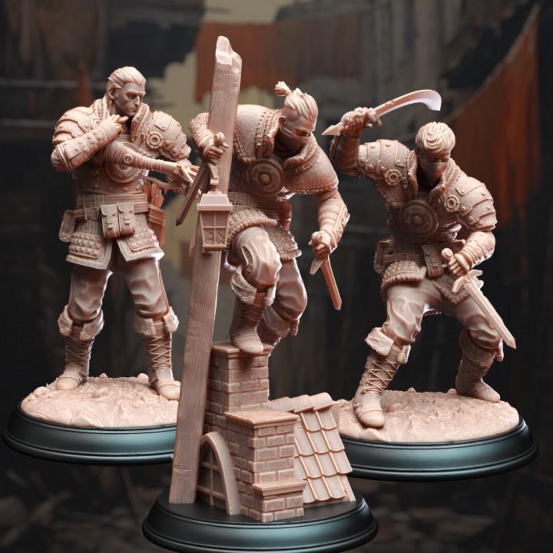 3pc Bandit Thugs Dnd Dungeons and Dragons 28mm/32mm TTRPG Fantasy ...