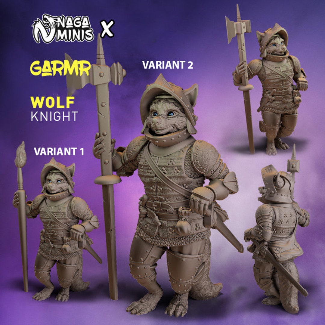 Wolf Folk Knight Miniature Dnd Dungeons and Dragons 28mm/32mm Dnd ...