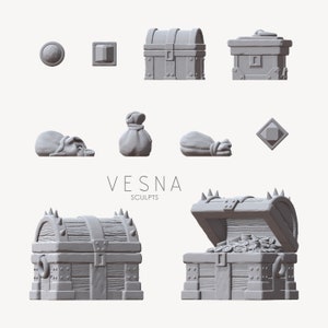 Dnd Treasure Chest Dnd Dungeons and Dragons Treasure Scatter Terrain 20 ...