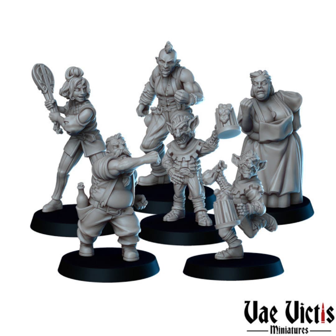 6pc Bar Brawl Miniatures for Dnd Dungeons and Dragons Bar Fight 28mm ...