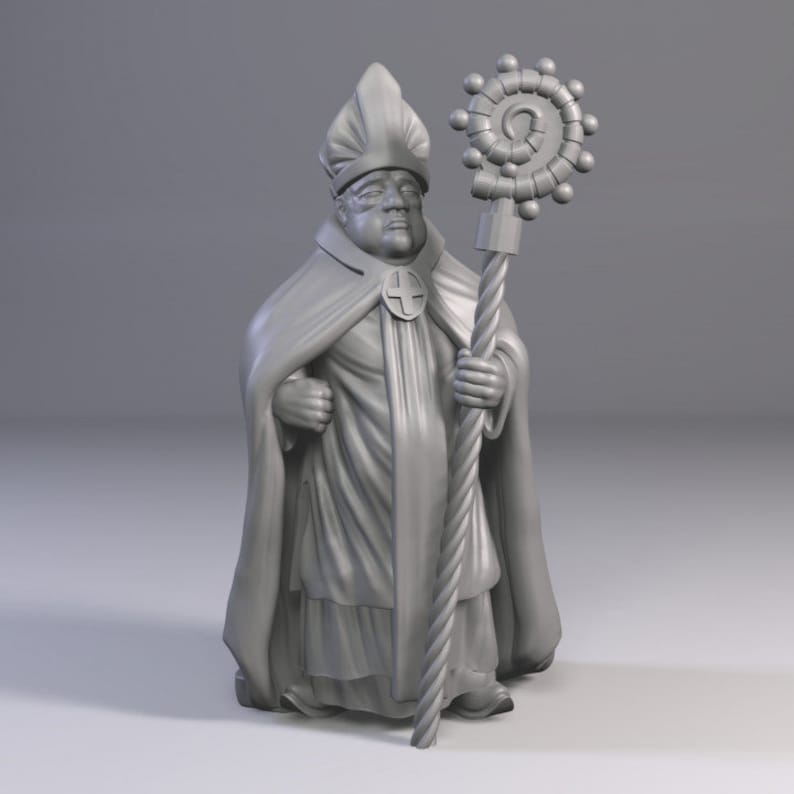 3D Printed Bishop Miniature for Dnd Dungeons and Dragons Tabletop Rpgs ...