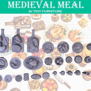 Medieval Meal Food Dishes Dnd Dungeons and Dragons 28mm/32mm Dollhouse ...