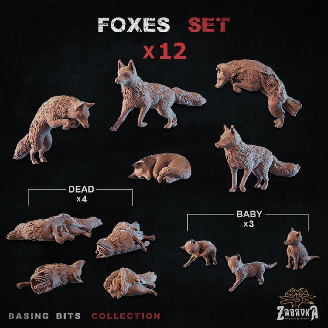 12pc Foxes for Dungeons and Dragons 28mm/32mm Basing Bits Dnd Scatter ...