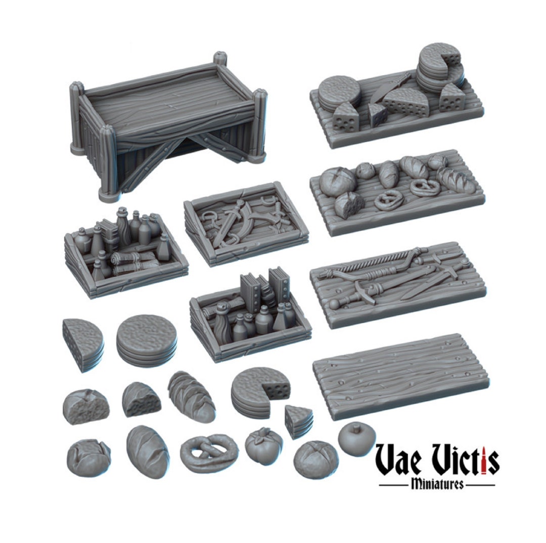 Market Table Food Scatter Terrain Dungeons and Dragons Dnd 28mm/32mm ...