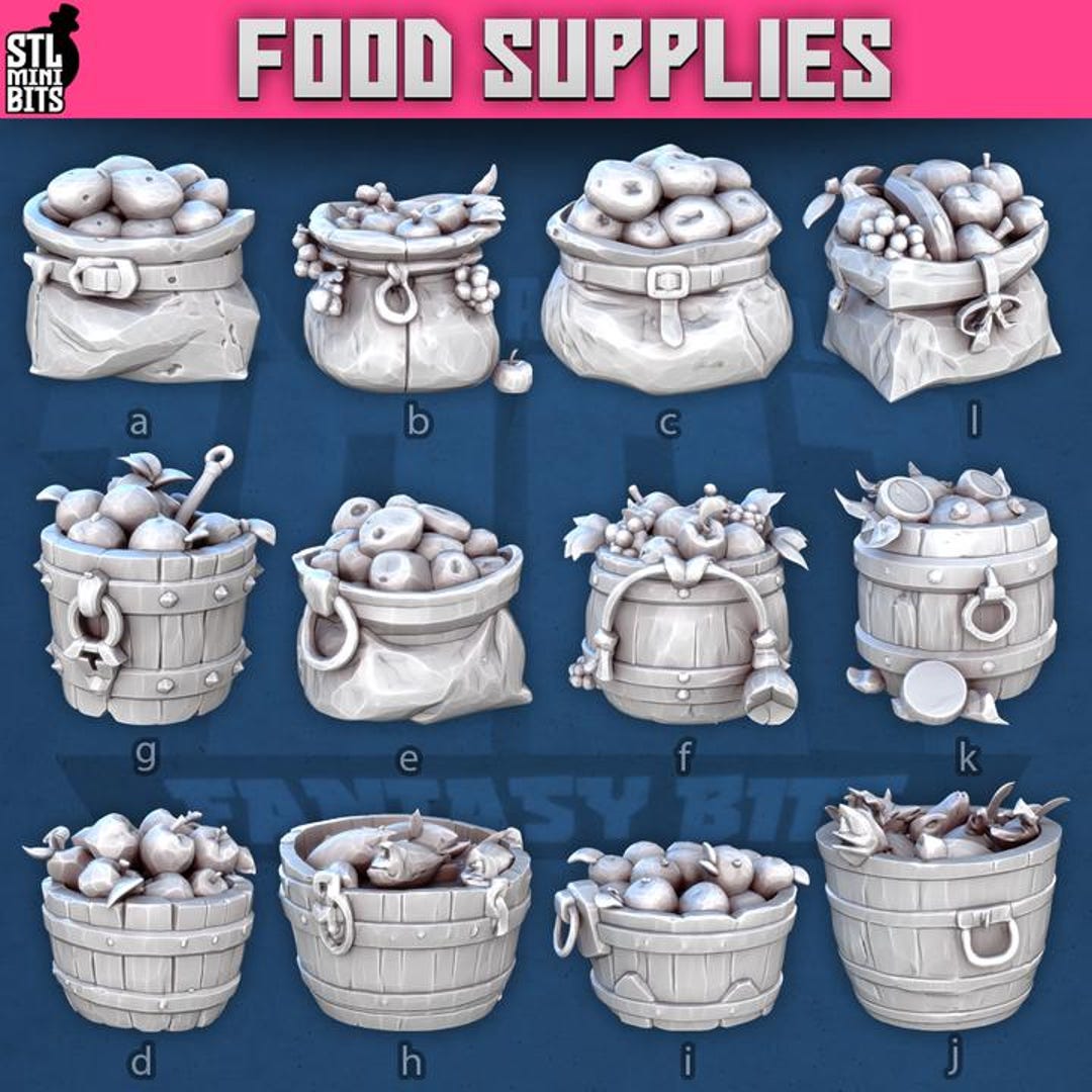 12pc Food Supplies for Dungeons and Dragons 28mm/32mm Basing Bits Dnd ...