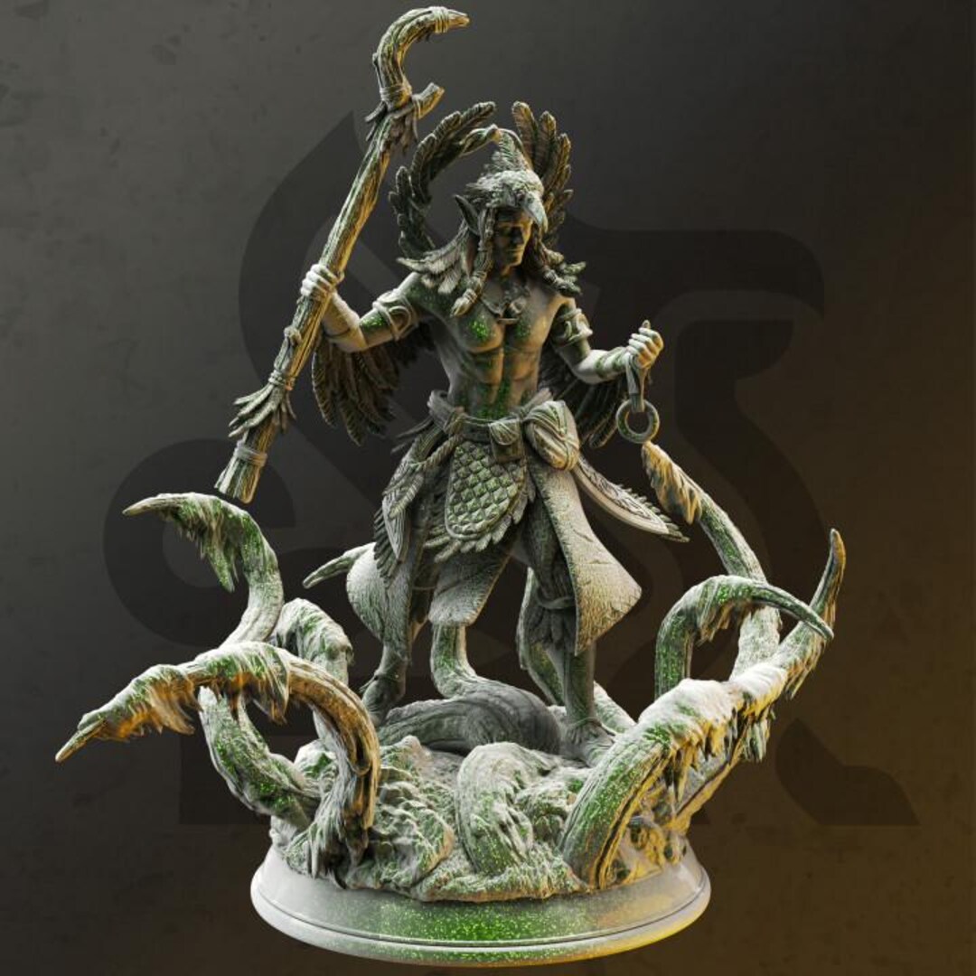 Feathered Elven Arch Druid Dungeons and Dragons 28mm/32mm/38mm Mini RPG ...
