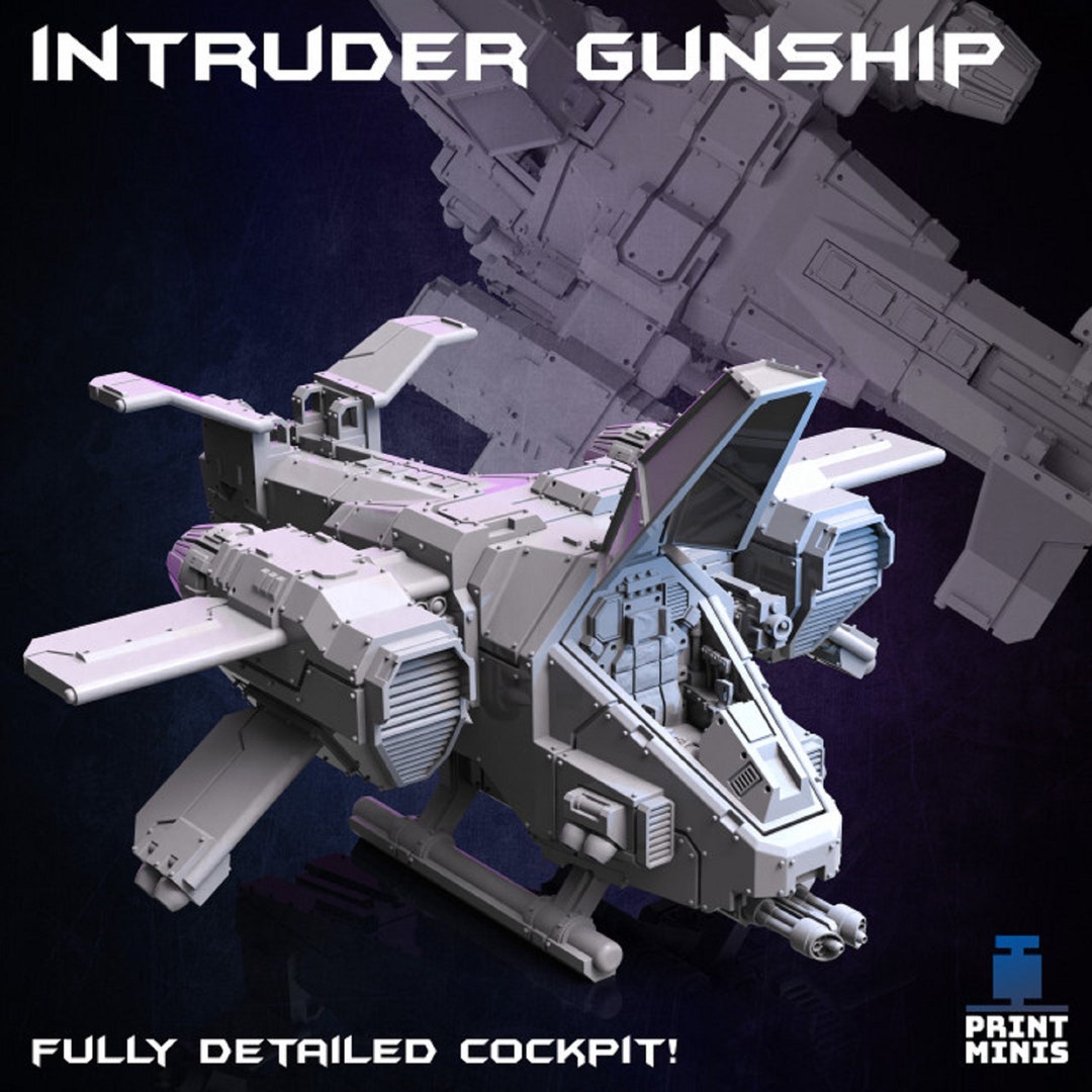 Gunship Helicopter Miniature Scifi Wargame Figurine RPG Vehicle 28mm ...