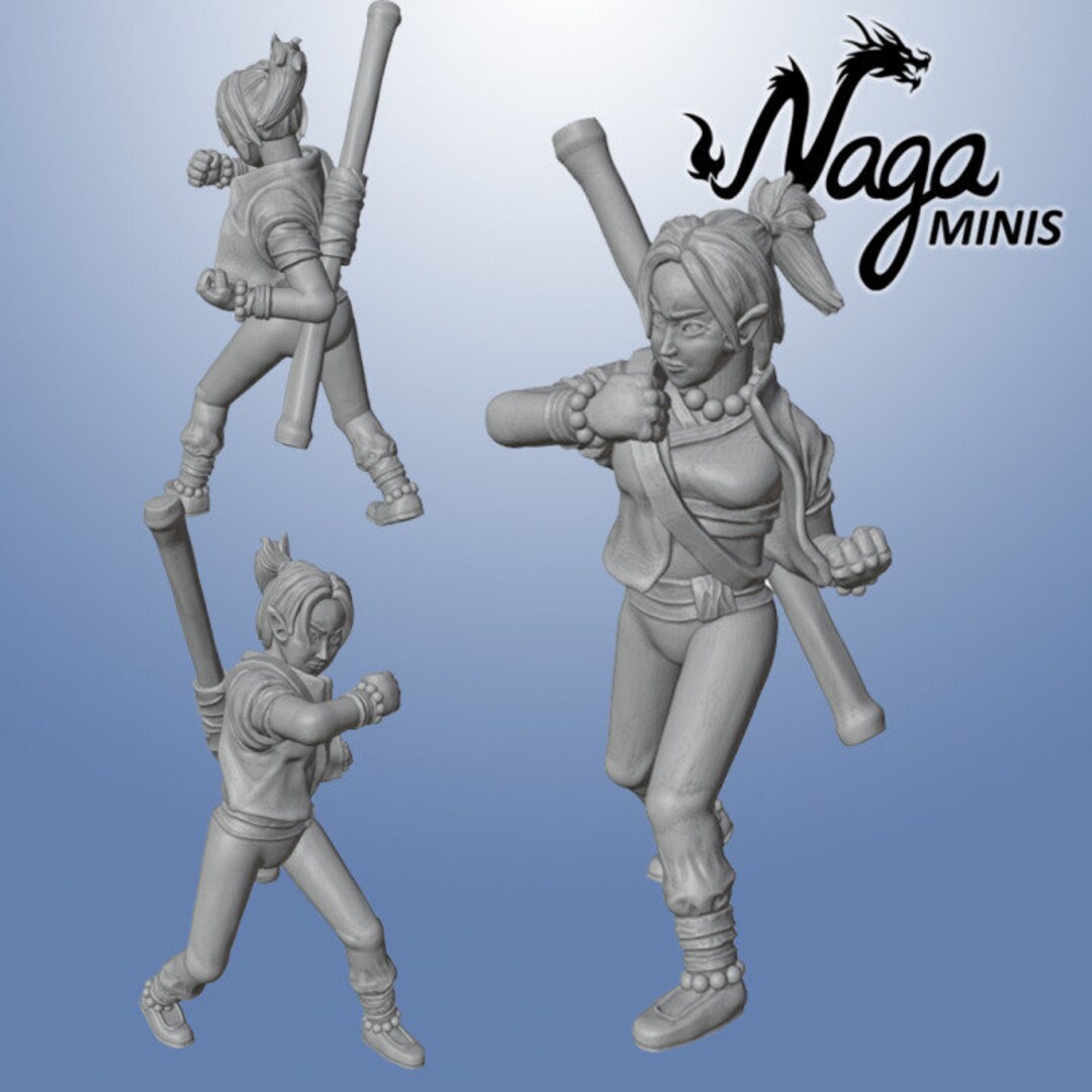 Female Elf Monk, Dnd Dungeons and Dragons 28mm 32mm Elf Fighter Fantasy ...