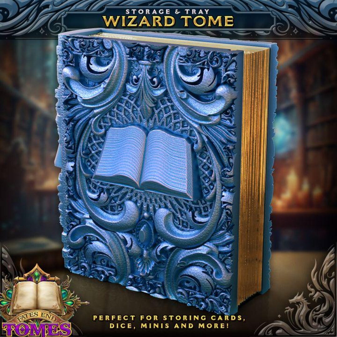 Wizard Tome Dice Vault – Slide-out Tray for Cards, Dice, Minis – Dnd ...