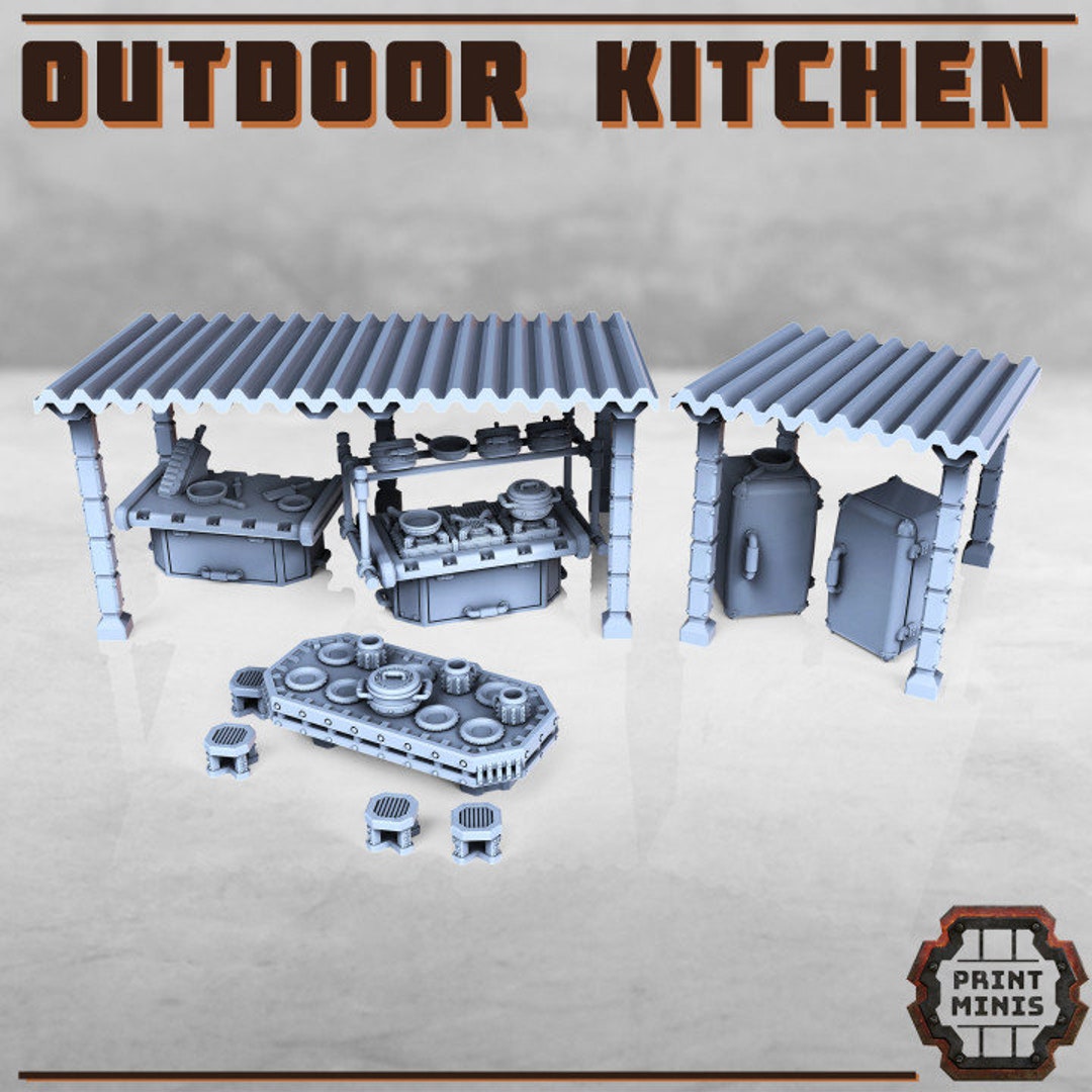 Sci-fi Outdoor Kitchen Set Futuristic Grill Fridge Terrain for D&D ...