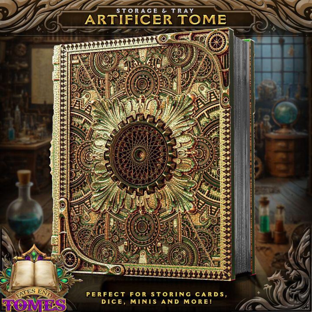 Artificer Tome Dice Vault – Slide-out Tray for Dice, Cards, Minis – Dnd ...