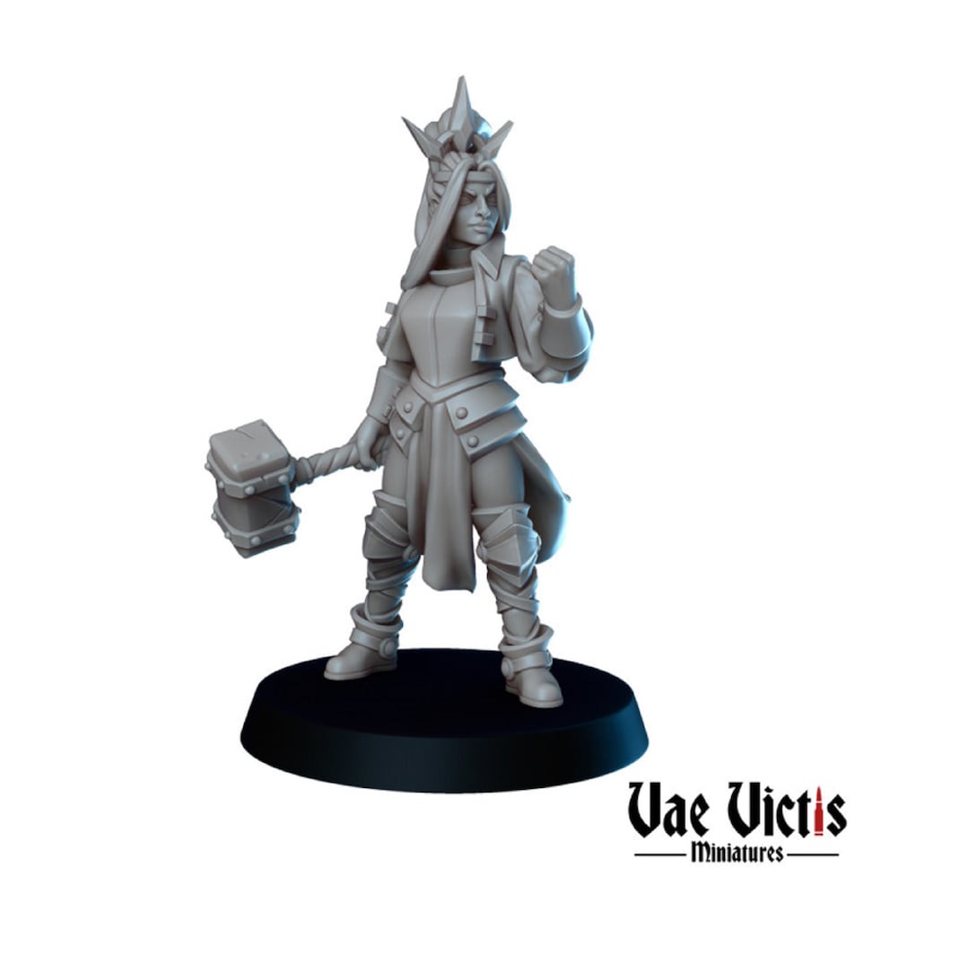 28mm/32mm Female Cleric Crusade Miniature for 3D Printing, Modular ...