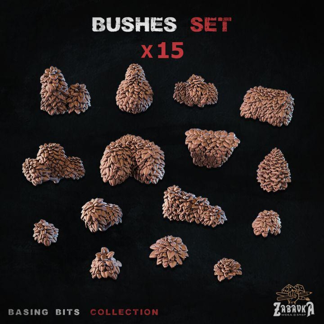 15pc Bushes - Basing Bits (plants) 28mm/32mm Fantasy Forest Thickets ...