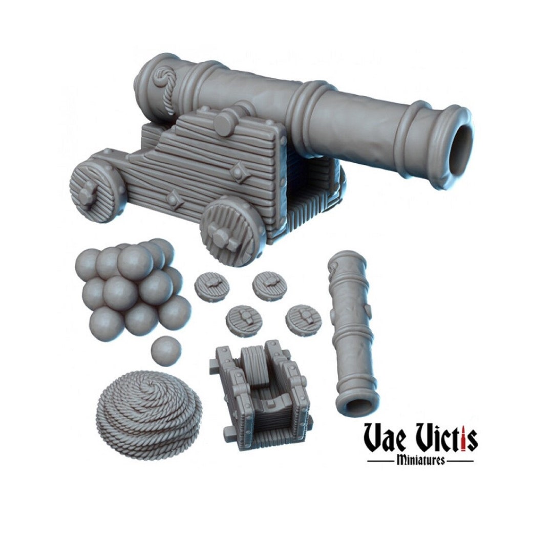 28mm/32mm Pirate Cannon Miniature Single or Set for D&D 5E Fantasy ...