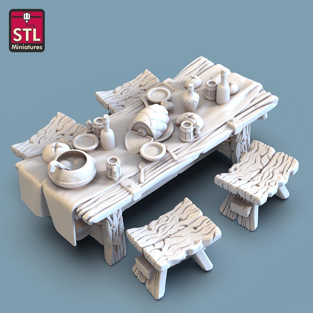 Food Table V2 Dnd Dungeons and Dragons 28mm/32mm Tavern Scatter Scenery ...