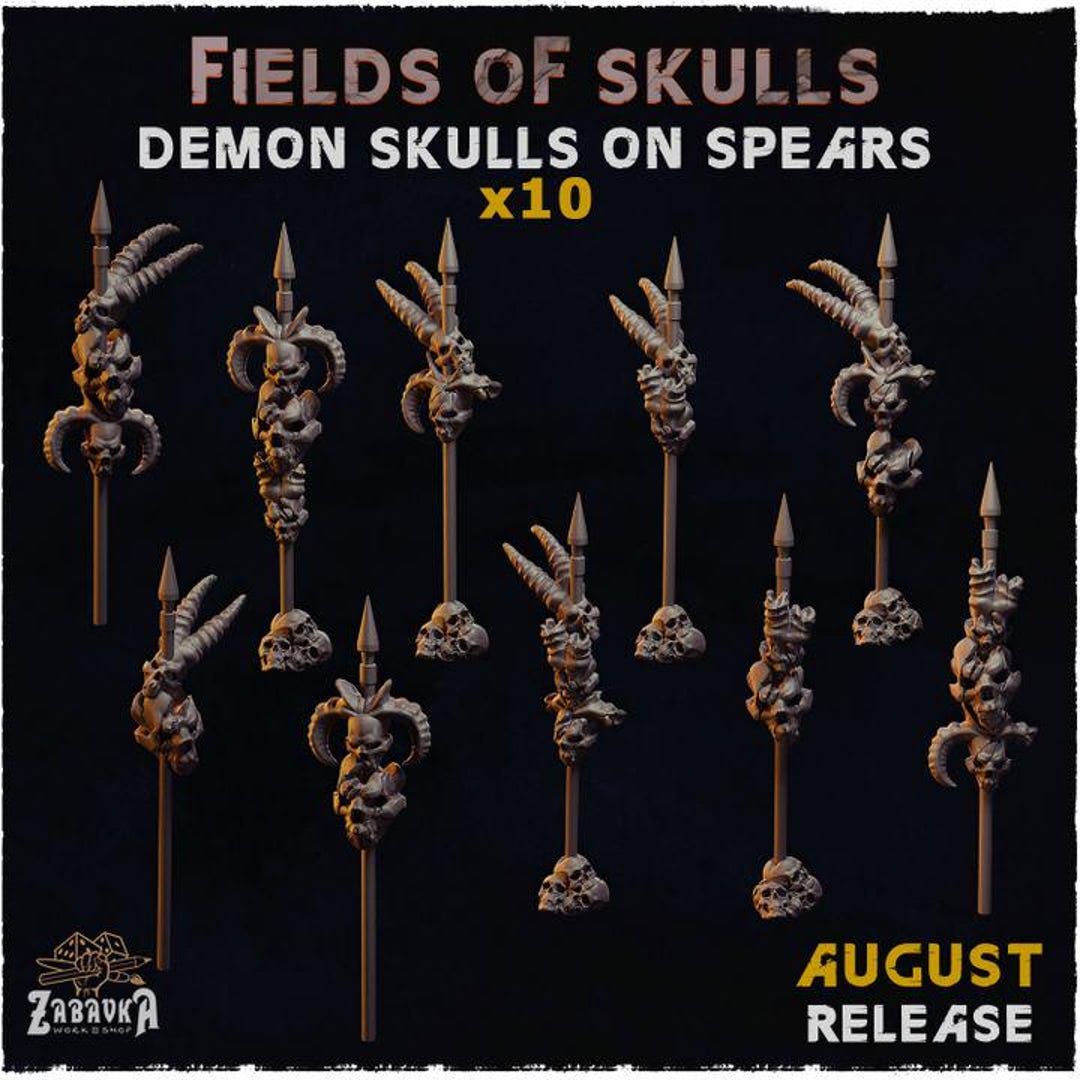 10pc Demon Skulls on Spears Dnd Dungeons and Dragons 28mm/32mm TTRPG ...