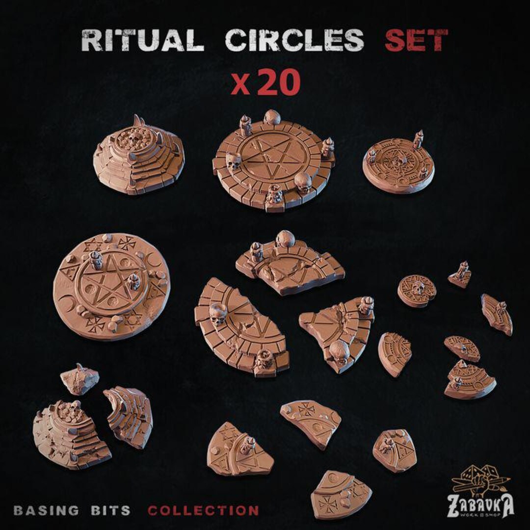20pc Ritual Circles for Dungeons and Dragons 28mm/32mm Basing Bits Dnd ...