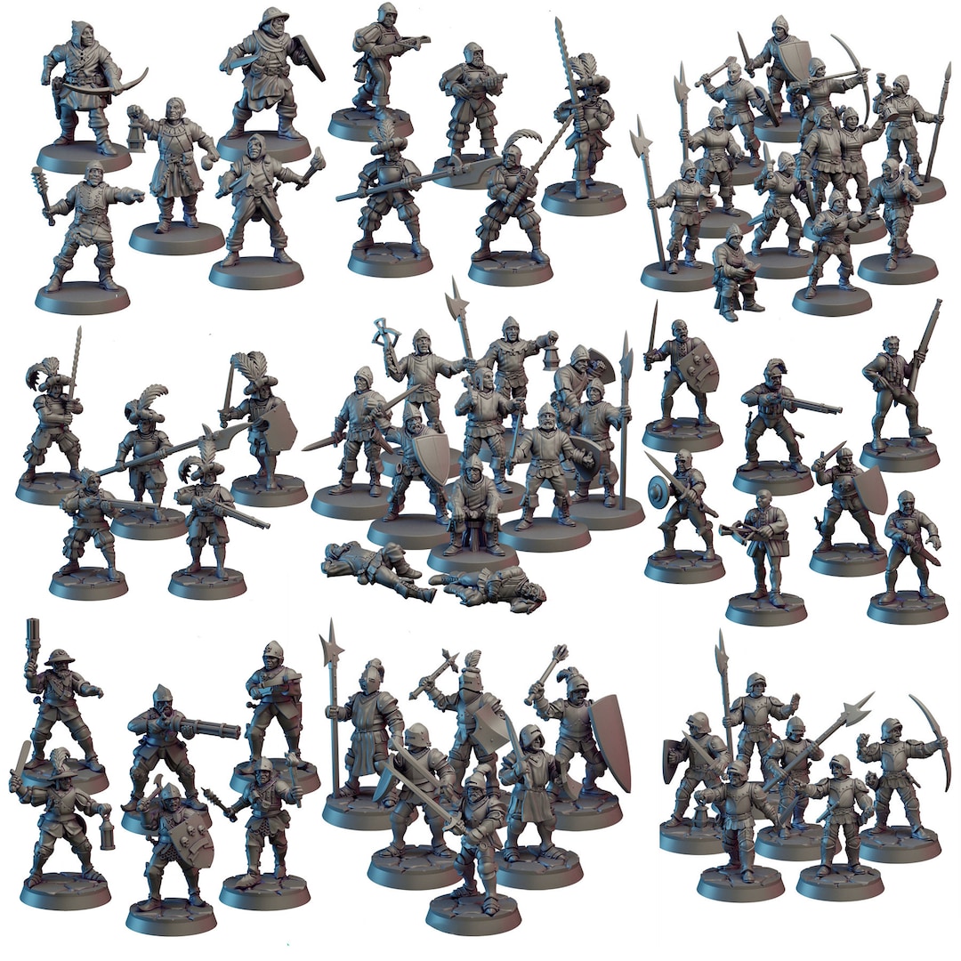 62pc Dnd Guards Starter Pack, Human Guards, Elite Mercenaries Dungeons ...