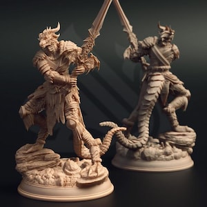 Female Dragonborn Barbarian Miniature Dnd Dungeons and Dragons 28mm ...