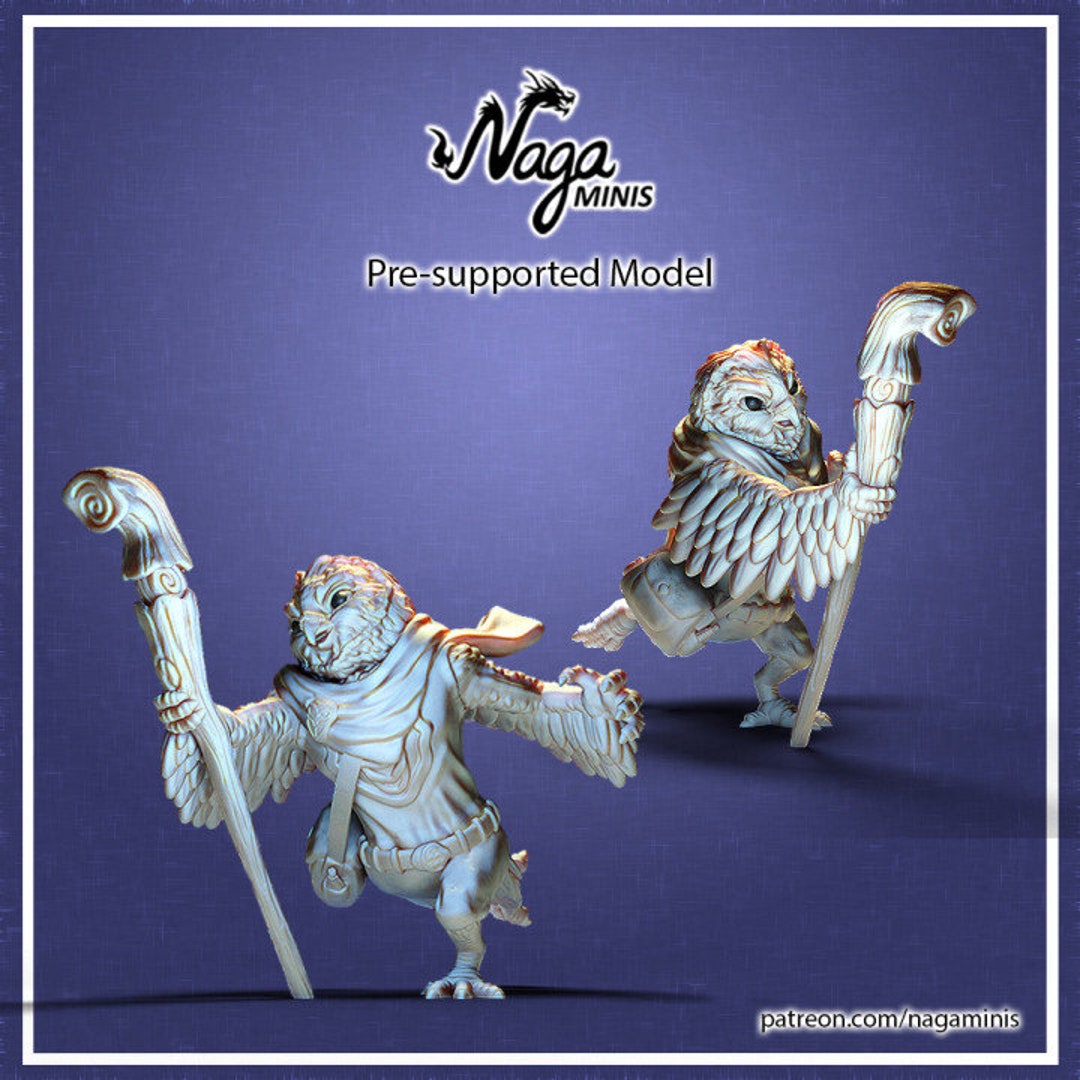 2pc Owl Folk Cleric Dnd Dungeons and Dragons Tabletop RPG Miniature Dnd ...