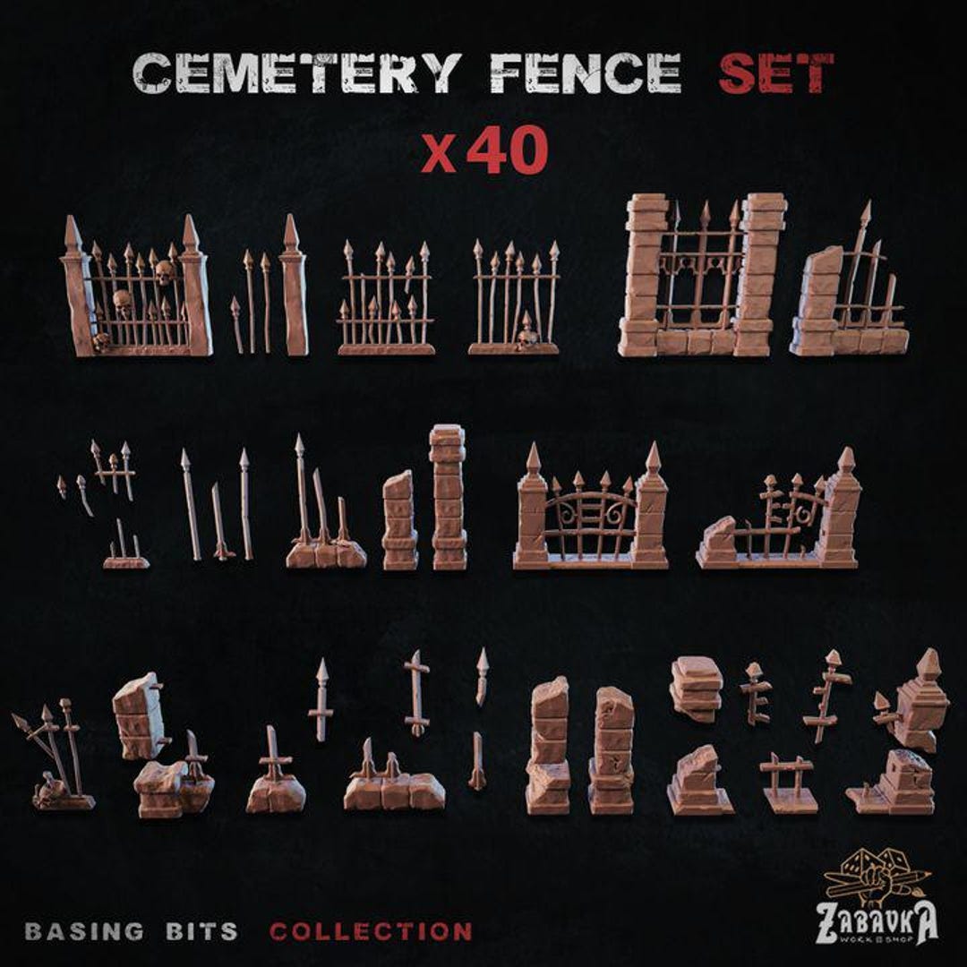 40pc Cemetery Fence for Dungeons and Dragons 28mm/32mm Basing Bits Dnd ...