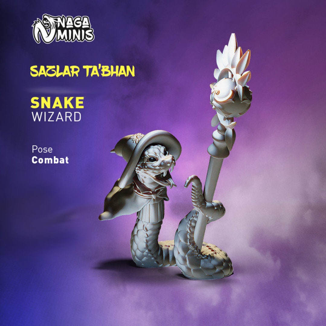 Snake Folk Wizard RP Combat Miniature Dnd Dungeons and Dragons Tabletop ...