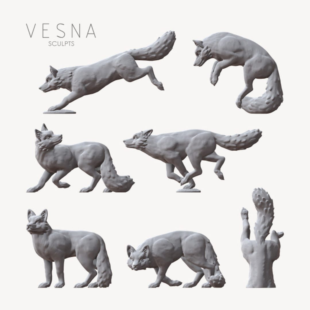 7pc Red Foxes Dnd Dungeons and Dragons 28mm/32mm Fox Miniature Scatter ...